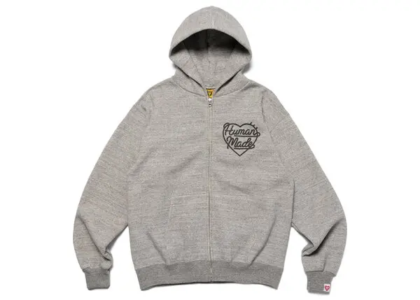 トップス HUMAN MADE HEART SWEATSHIRT Grey Human Made Heart Zipup Sweat Hoodie - Grey | Editorialist