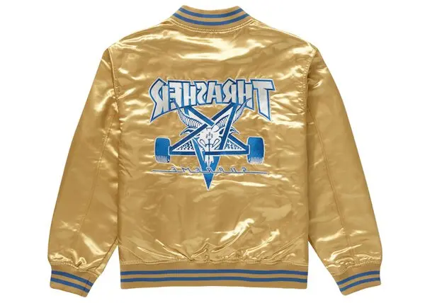 Supreme X Thrasher Satin Varsity Jacket - Gold