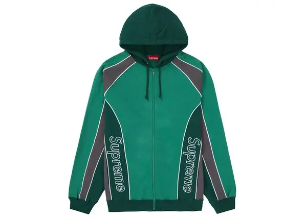 Supreme Track Paneled Zip Up Hooded Sweatshirt - Light Pine