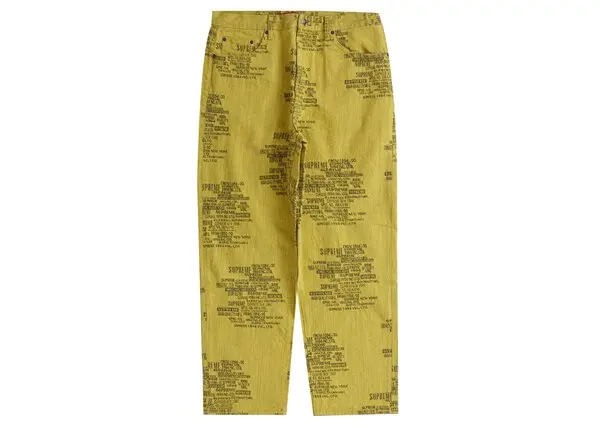 Supreme Trademark Jacquard Baggy Jean - Washed Yellow | Editorialist