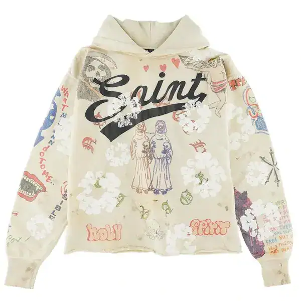 Saint Mxxxxxx X Denim Tears Graffiti Hoodie - Grey | Editorialist