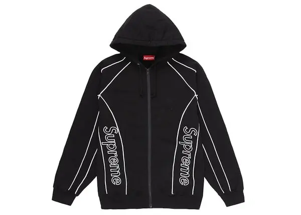 Supreme Track Paneled Zip Up Hooded Sweatshirt - Black