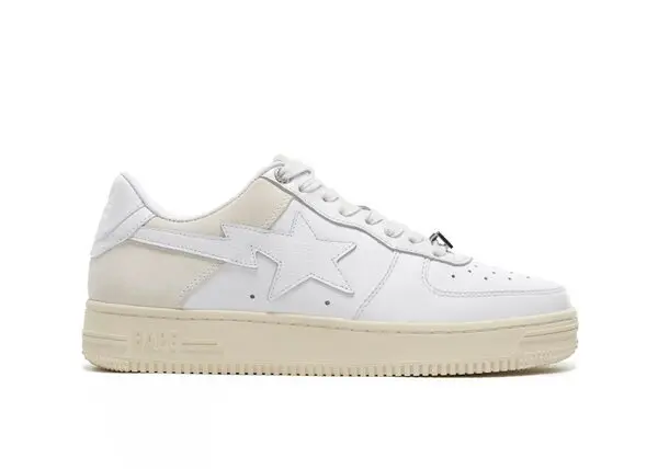 BAPE A Bathing Ape Sta Low Suede Heel Sneakers - White/egret