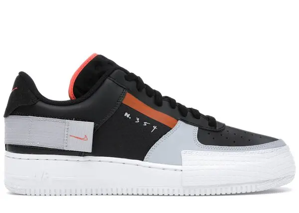 Nike Air Force 1 Type Sneakers - Black/hyper Crimson/wolf Grey
