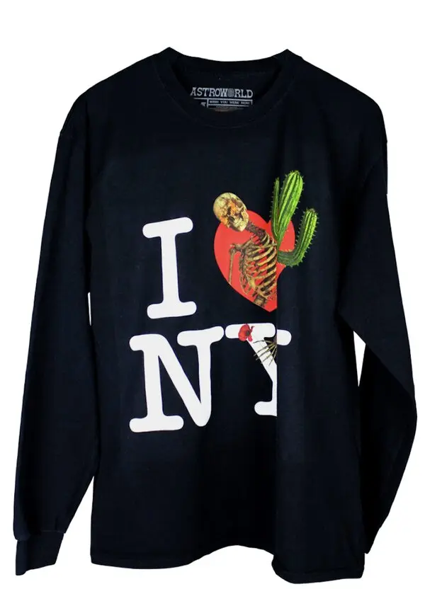 TRAVIS SCOTT Astroworld I Love Ny Long Sleeve Tee Shirt