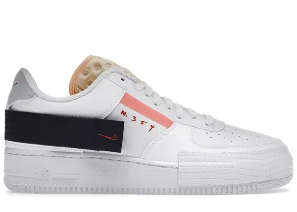Nike Air Force 1 Type Sneakers - White/black/melon Tint