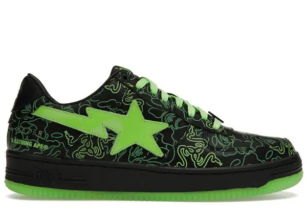 BAPE Sta Razer Sneakers - Black/neon/green