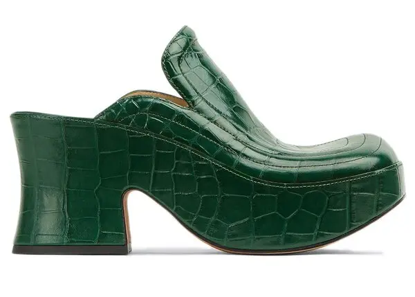 Bottega Veneta Wedge Clog - Dark Green