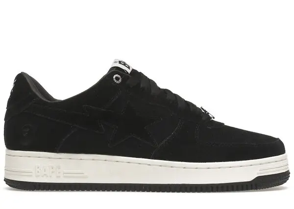 BAPE A Bathing Ape Sta Suede Sneakers - Black/white/silver