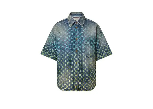 LOUIS VUITTON Rainbow Monogram Shortsleeved Denim Shirt - Indigo Blue