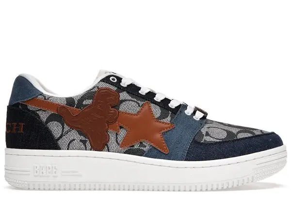 BAPE A Bathing Ape Sta Low Coach Sneakers - Blue/denim/brown