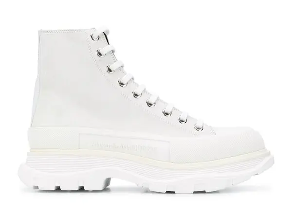 Alexander McQueen Tread Slick Leather Boots - White