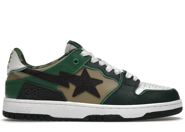 BAPE Sk8 Sta Abc Camo Sneakers - Green/brown/white