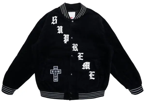 Zip Varsity Coats Supreme Twill Old English Varsity Jacket Supreme