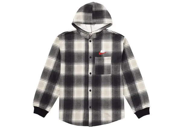 Supreme Nike Plaid Hooded Sweatshirt - Black