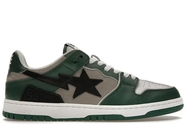 BAPE A Bathing Ape Sk8 Sta Sneakers - White/green/grey