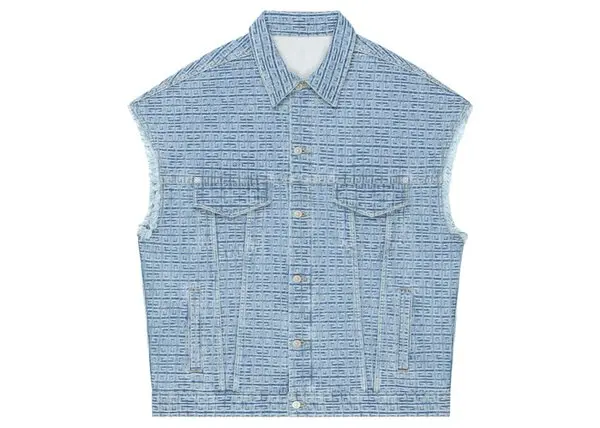 Givenchy 4g Denim Oversized Sleeveless Jacket
