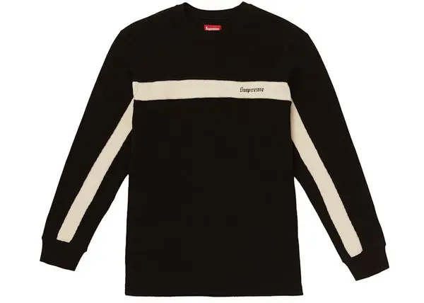 Supreme Panel Stripe Waffle Thermal - Black
