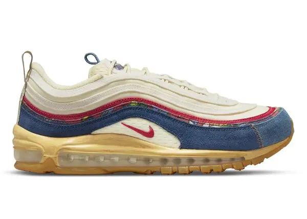 Nike Air Max 97 Denim Sneakers - Coconut Milk/track Red/fossil