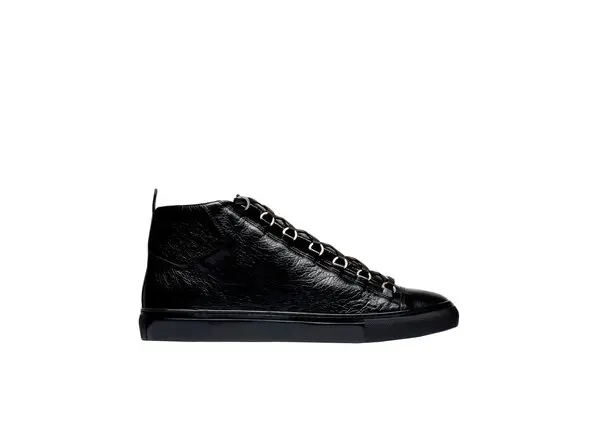 Balenciaga Arena High Leather Sneakers - Black