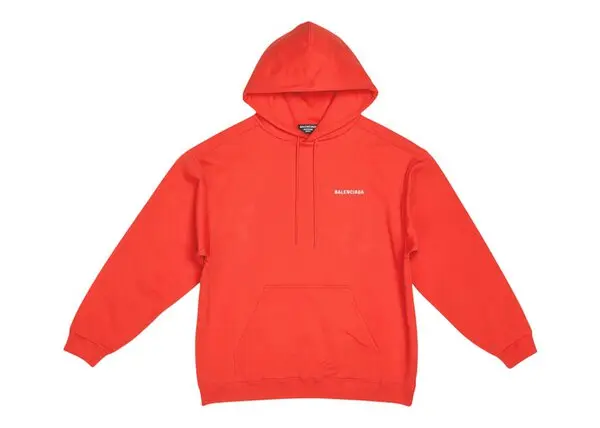 Balenciaga Regular Fit Back Logo Hoodie - Bright Red/white
