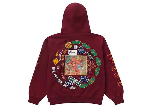 Supreme Patches Spiral Hooded Sweatshirt - Cardinal