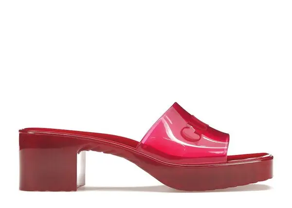 Gucci 60mm Rubber Slide Sandal - Hibiscus Red