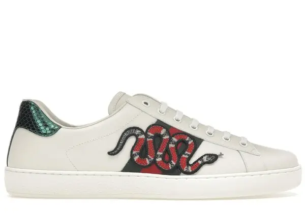 Gucci Ace Embroidered Snake Sneakers - White