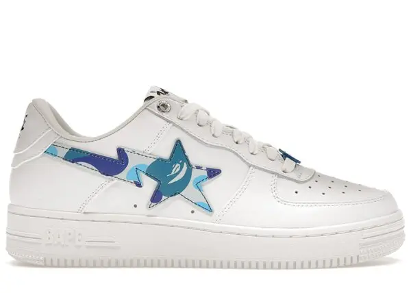 BAPE Sta Abc Camo Low Top Sneakers - White/blue