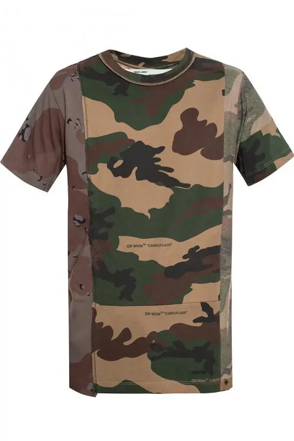 Off-White Arrow Logo Spliced Tee Shirt - Multi Camo