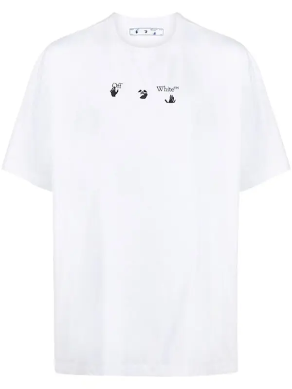 Off-White Off Marker Short Sleeve Over Tee Shirt - White/blue
