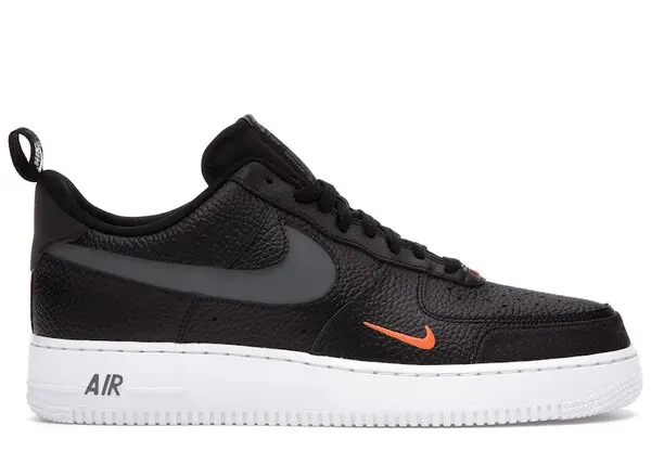 Nike Air Force 1 Low '07 Lv8 Tumbled Leather Sneakers - Black/white/orange