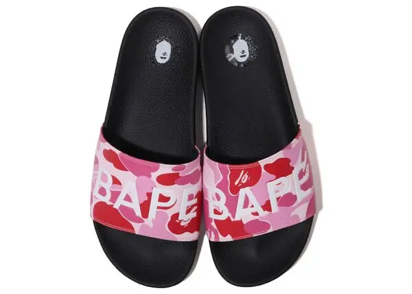 BAPE A Bathing Ape Abc Camo Slides - Pink/black