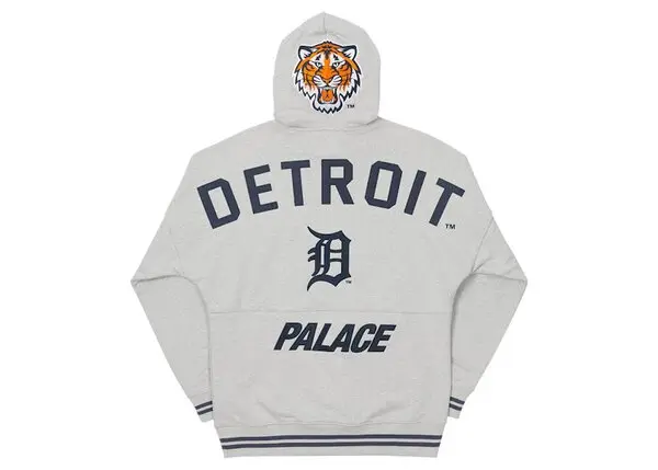 PALACE X Detroit Tigers New Era Drop Shoulder Hood - Grey Marl