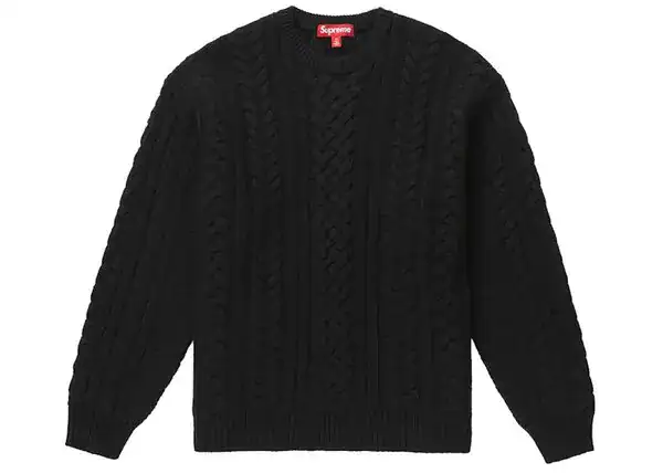 Supreme Appliqué Cable Knit Sweater - Black | Editorialist
