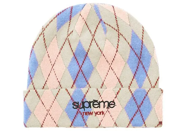 Supreme Argyle Cashmere Beanie - White