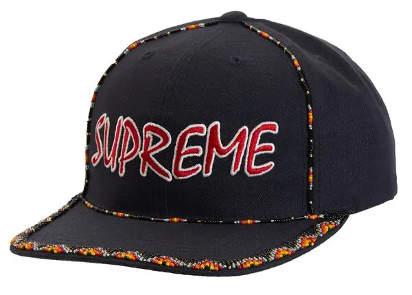 Supreme Beaded 6-panel Cap - Navy Blue