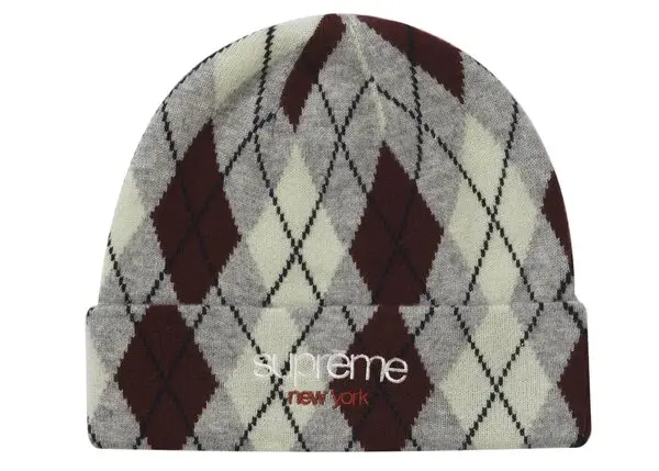 Supreme Argyle Cashmere Beanie - Grey