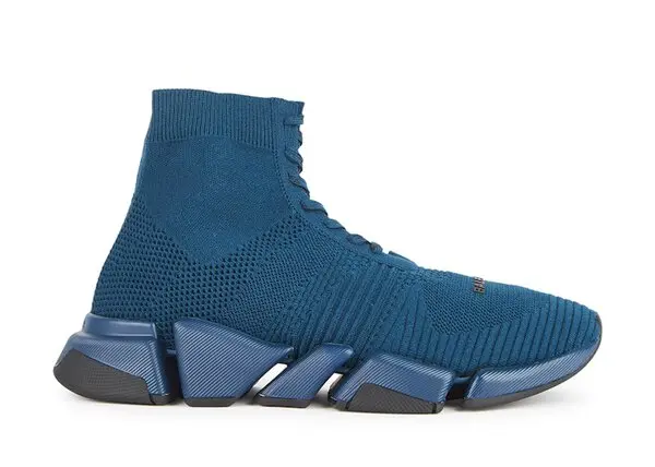 Balenciaga Speed 2.0 Stretch-knit Lace-up Sneakers - Navy Blue/black