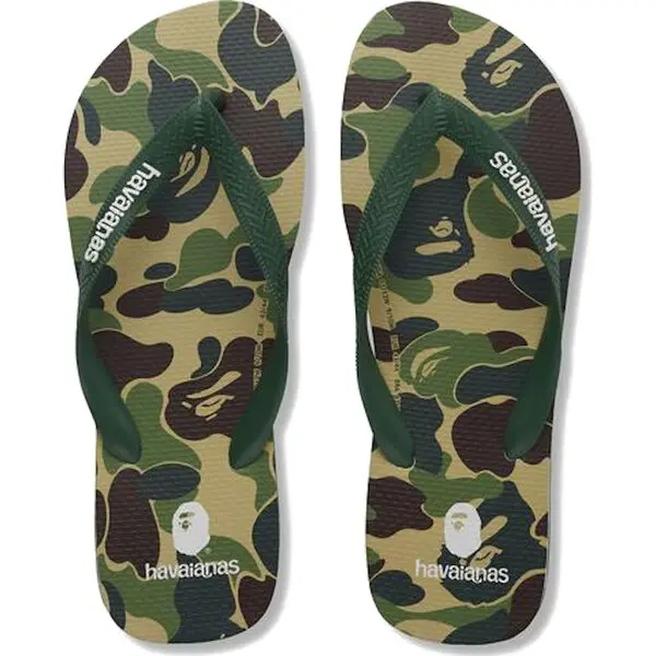 BAPE A Bathing Ape Havaianas Green Camo Flip Flops - Blue Camo
