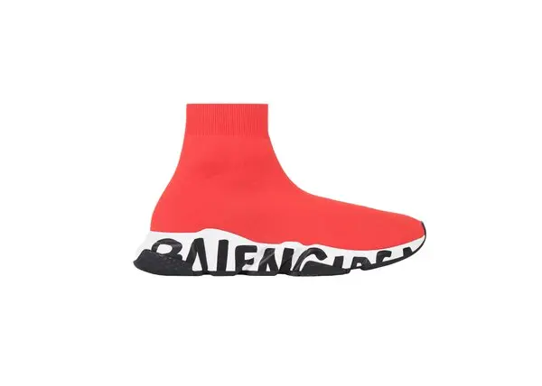Balenciaga Speed Graffitiin Sneakers - Red/white