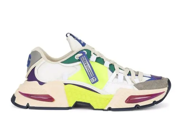 Dolce & Gabbana Airmaster Mixed Material Sneakers - White/yellow/red