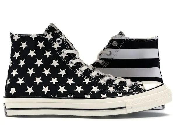CONVERSE Chuck Taylor All Star '70 Hi Archive Restructured American Flag Sneakers - Black/white/egret