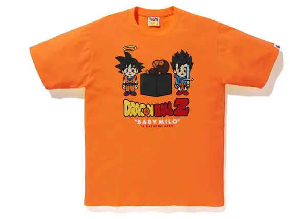 BAPE X Dragon Ball Z Son Goku & Son Gohan Baby Milo Tee Shirt - Orange