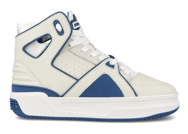 JUST DON Basketball Courtside Hi-top Sneakers - White/teal