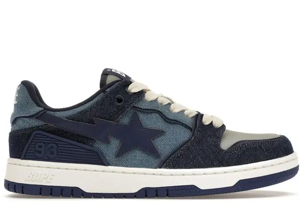 BAPE A Bathing Ape Sk8 Sta Denim Sneakers - Indigo/white