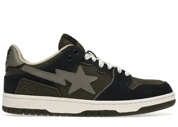 BAPE A Bathing Ape Sk8 Sta Sneakers - Army Green/dark Blue/white