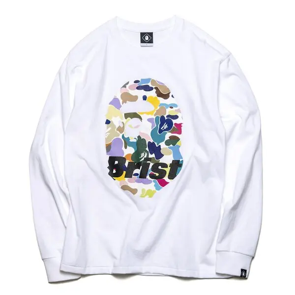 BAPE X F.c.r.b. Ape Head Long Sleeve Tee Shirt - White