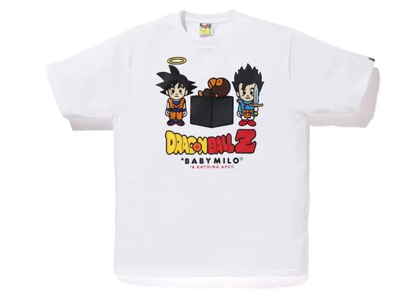 BAPE X Dragon Ball Z Son Goku & Son Gohan Baby Milo Tee Shirt - White