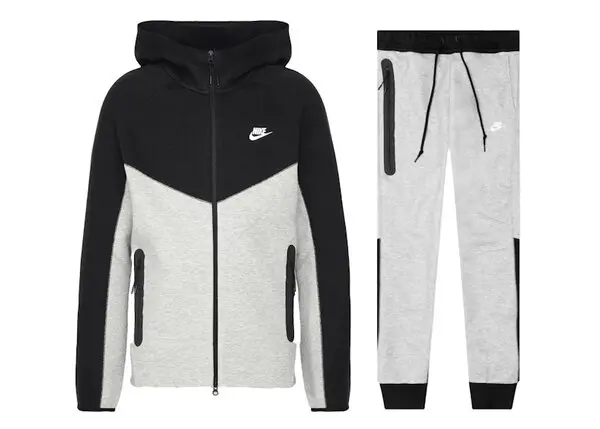 Nike Sportswear Tech Fleece Windrunner Full Zip Hoodie & Joggers Set - Dark Grey Heather/black/white